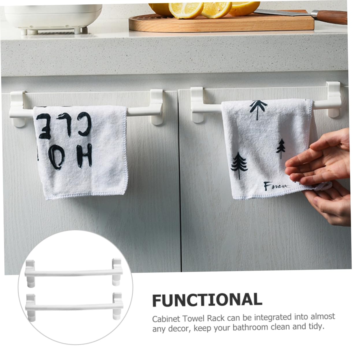 Yardenfun 2pcs Over Door Rack Over The Cabinet Rack Towel Holder Towel Hanger Over Cabinet Rack No Drill Towel Bar Cabinet Rack for Hanging Buckle Towel Bar Towel Rack Organizer White Abs