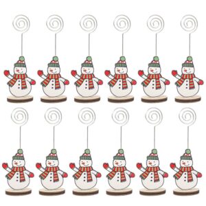 pretyzoom 12pcs christmas place card holder wire santa snowman photo stands table number cards memo note clips for holiday party decorations