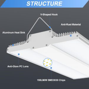 ADUB 240W LED Parking Lot Light with Photocell, LED Linear High Bay Light 150W 22500LM,