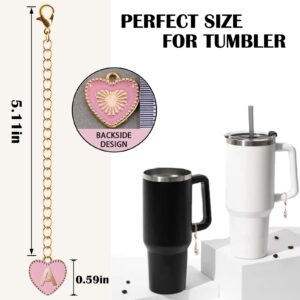 Ekarley Letter Charm Accessories for Stanley Cup, 3Pcs Heart Shaped Water Bottle Name ID for Yeti/Simple Modern Tumbler Handle (A)