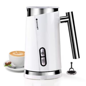 huogary milk frother, electric milk frother and steamer,warm and cold milk steamer with temperature control, milk steamer and frother for latte, coffee, cappuccino (10.5oz/300ml) (white)