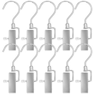 zerodeko 10 pack metal laundry hangers with swivel hooks, hold boots clips pin stainless steel portable for hanging clothes towels in home, travel