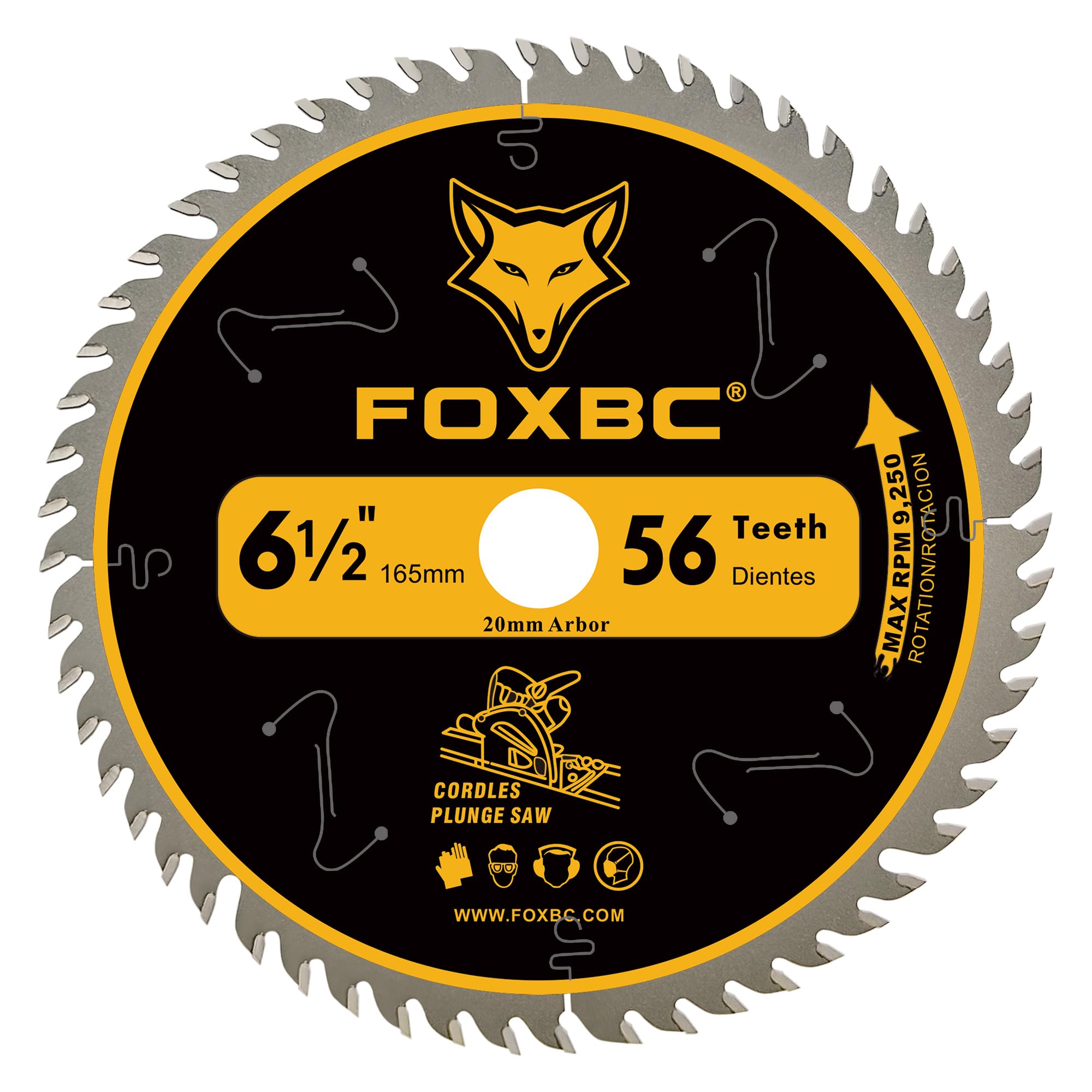 FOXBC 6-1/2" 56T Carbide-Tipped Track Saw Blade Compatible with Makita B-07353 Plunge Circular Saw, Wen CT1065, Compatible with Makita B-57342, Wen BL655 Saw Blade