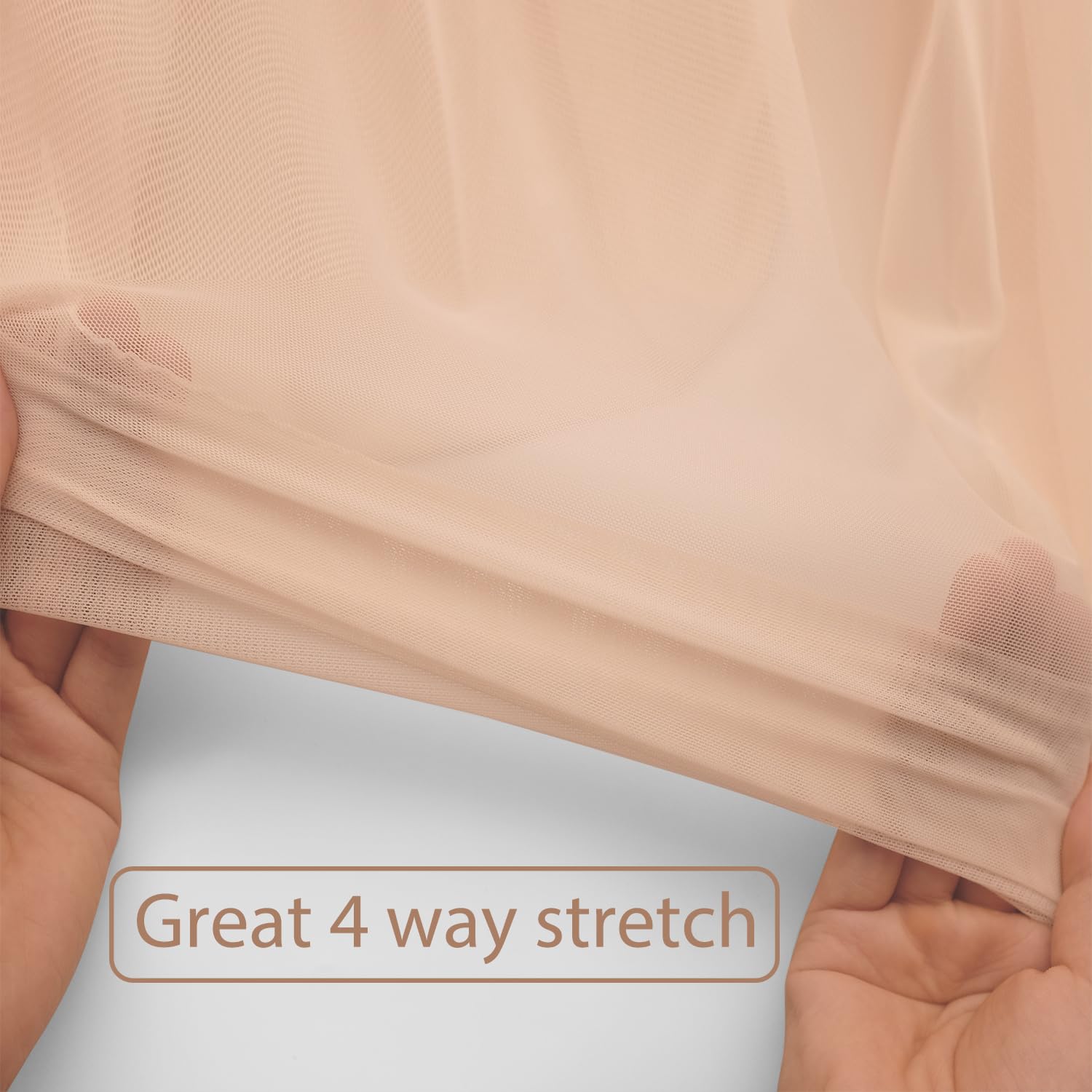 4-Way Stretch Mesh Fabric Nylon Spandex Power Mesh 60 Inch by 1 Yards Lightweight Sheer Mesh (Nude)