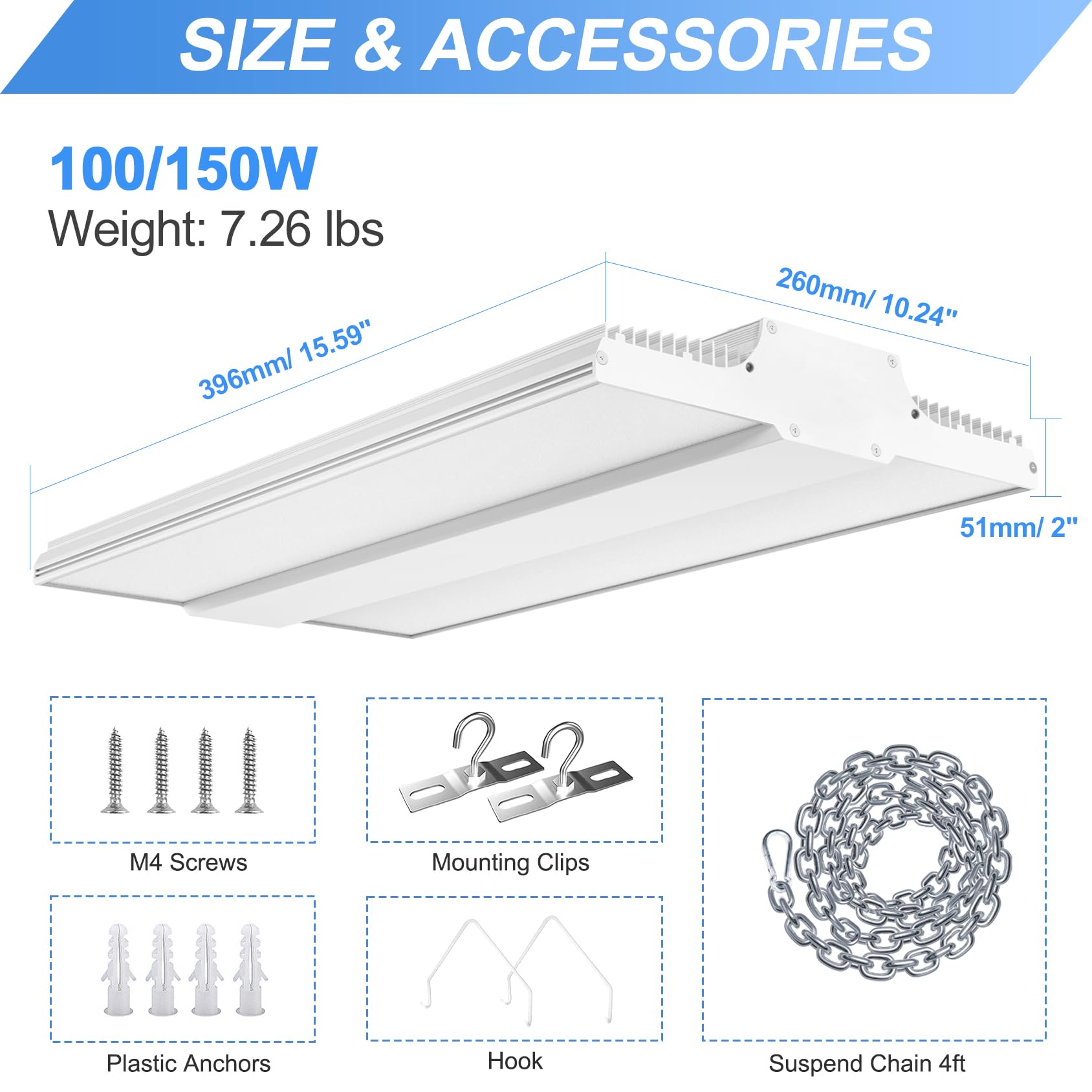 ADUB 320W LED Parking Lot Light, UL Listed LED Shoebox Street Light, LED Linear High Bay Light 150W 22500 LM