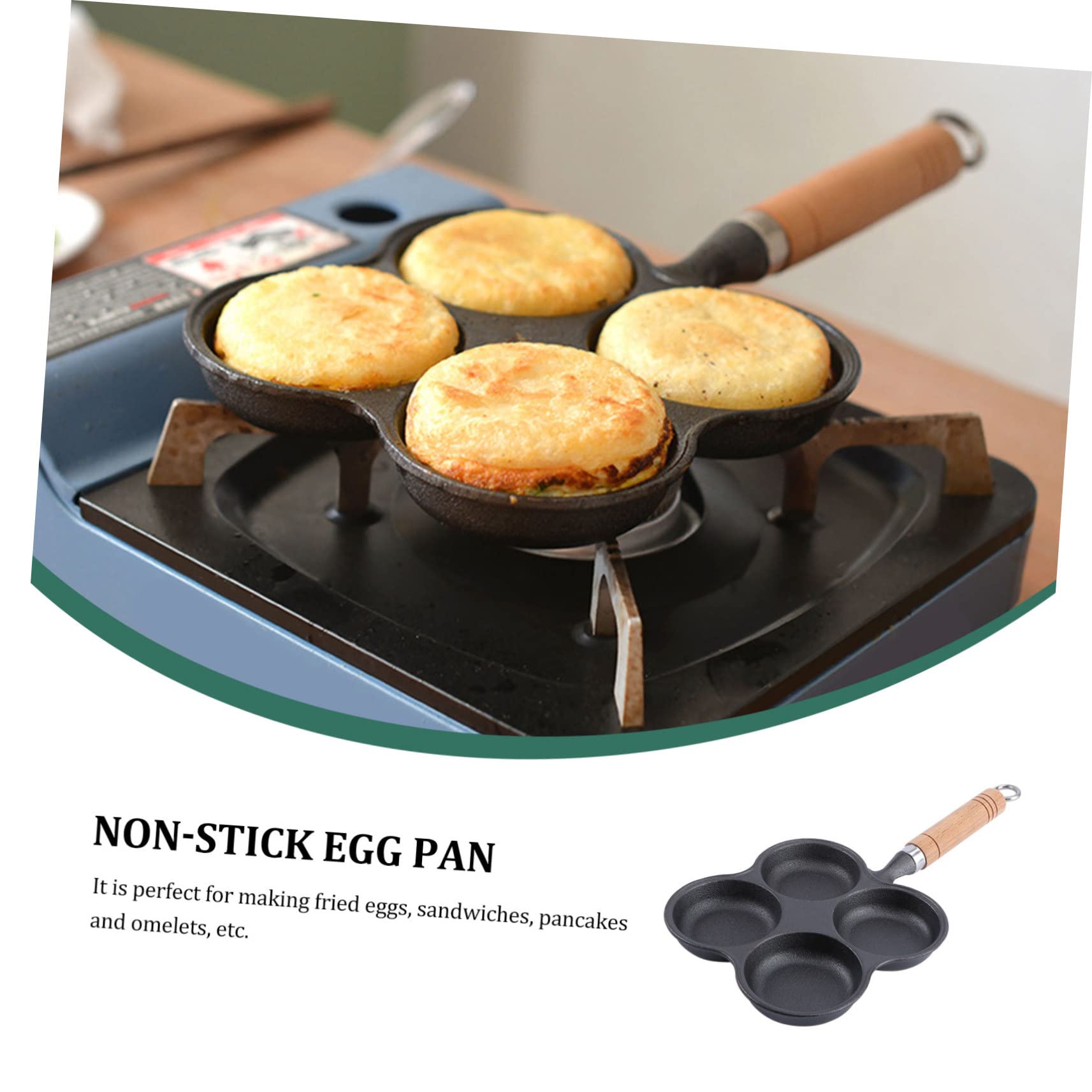 RORPOIR 1pc Four Hole Omelette Egg Cooking Pan Egg Burger Pan Divided Egg Pan Egg Cooker Breakfast Skillet Pan Crepe Pan Non-stick Frying Pan Non-stick Egg Pan Round Small Eggs Cast Iron