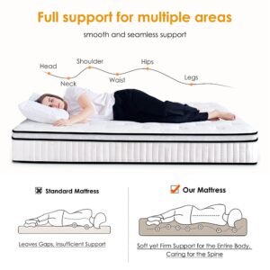 SogesSleep Full Size Mattress, 10 Inch Hybrid Full Size Mattress in a Box, Individual Pocket Spring Bed Mattress, Medium Firm Mattress for Pressure Relief, Strong Edge Support, CertiPUR-US