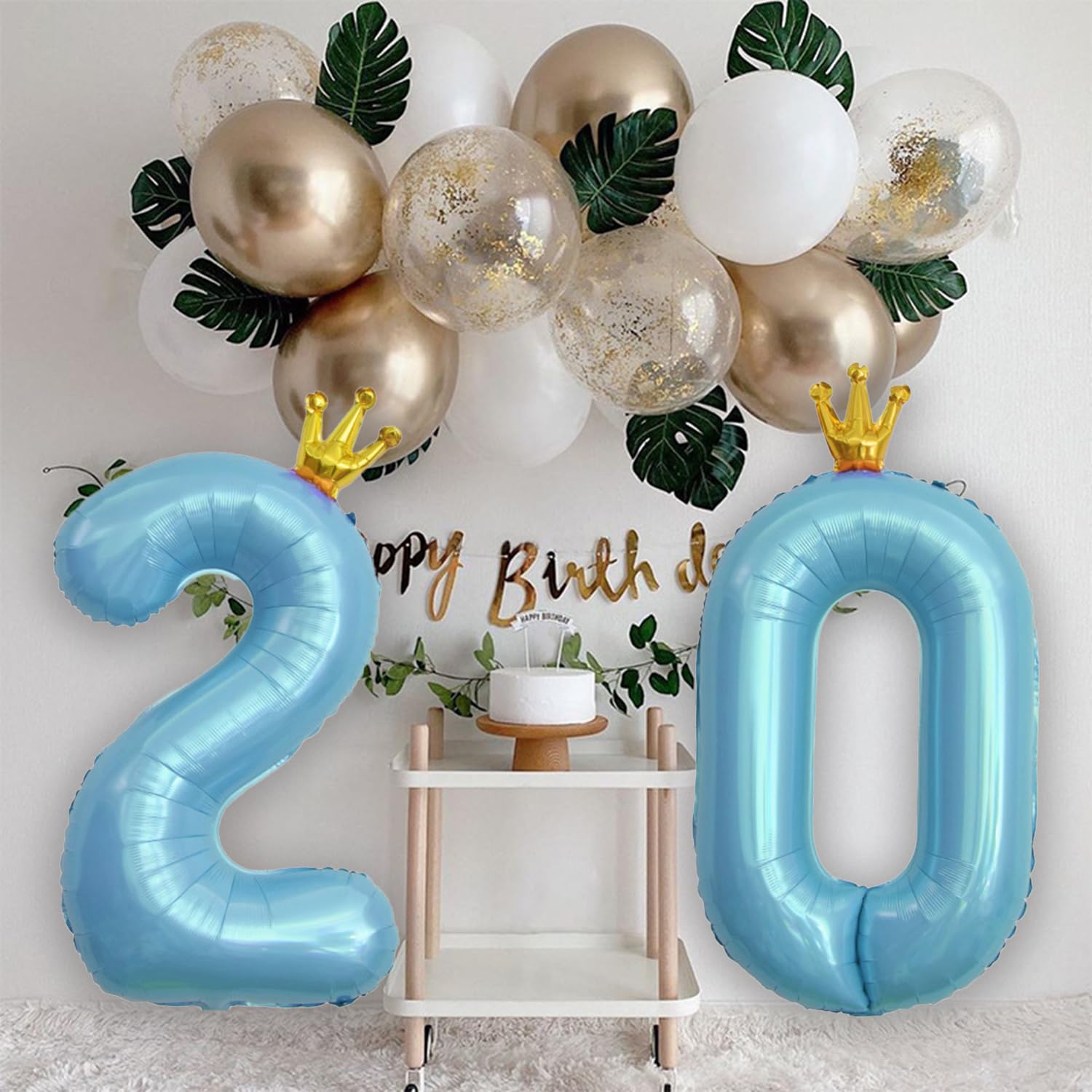 YFHVJTKO 40 Inch Number 25 Blue Crown Balloon Set,25th Celebration Decorations for Happy 25th Birthday Party Wedding Bridal Shower Engagement Photo Shoot Anniversary Decoration, Baby Blue 25 Balloon