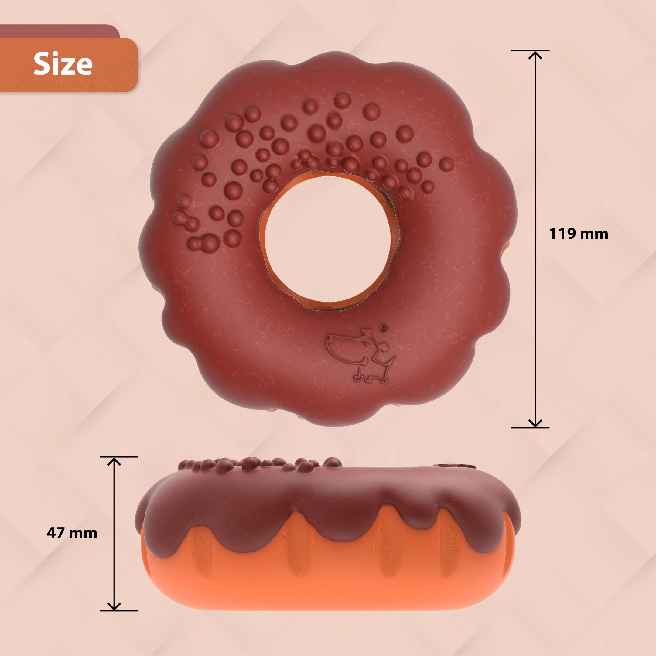 FIERY FREE Indestructible Dog Toys for Aggressive Chewers - Durable & Tough Dog Toys for Large Dogs - Donut Shape Dog Chew Toys for Aggressive Chewers - 2 in 1 Dog Treat Toys & Dog Chew Toy (Brown)