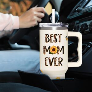 Best Mom Ever Gifts - Gifts for Mom from Daughter, Son, Kids - Mom Gifts - Mothers Day Gift For Mom - Birthday Gifts Idea For Mother - Christmas Gifts for Mom, Wife - Mom Tumbler With Handle 40oz