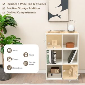 Giantex 6-Cube Bookcase White, 4-Tier Freestanding Wooden Bookshelf with 2 Anti-Tipping Kits, Modern Wood Book Case, Open Cube Storage Organizer for Living Room, Kids Room