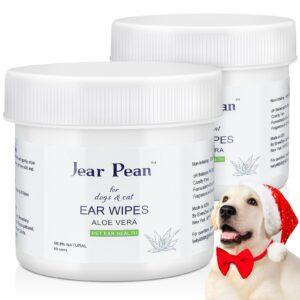 jear pean dog ear cleaner wipes, dog wipes, puppy essentials dog ear wipes for dogs & cats reduce pet ear dirt and wax pet grooming supplies aloe vera│120 wipes