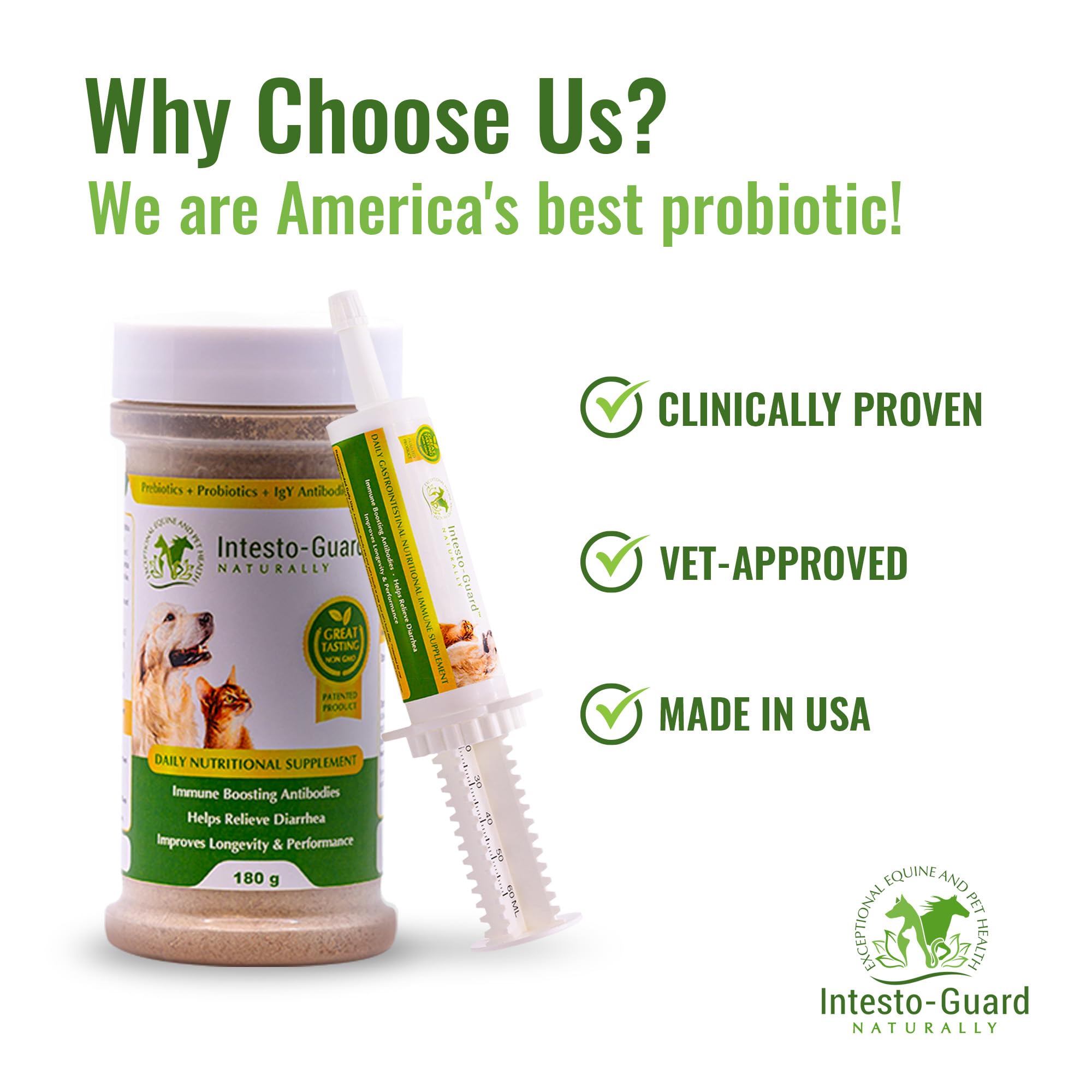 Intesto Guard Probiotics Paste 60ML/60cc Tube for Dogs & Cats Helps with Dog Diarrhea, Immune Supplements, with IgY antibodies & Made in USA