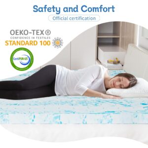 NEWBULIG Mattress Topper Memory Foam, Cooling Gel Infused Mattrespad, Ventilated Bed Cushion for Pressure Relief Back Pain