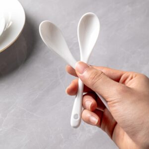 MIUFA 6PCS Porcelain White Coffee Spoons Espresso Spoons Tea Sauce and Desserts Ceramic Spoons