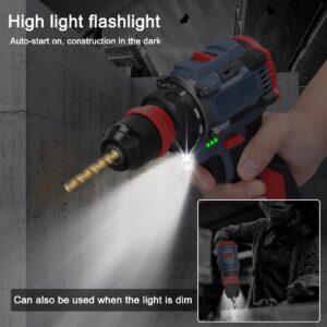 Vislone Cordless Drill 16.8V 2in1 Power Drill Drivers Lithium Electric Screwdriver Power Tool 45Nm Torque Brushless Motor LED Indicator Light with 2pcs 1300mAh Batteries and Charger