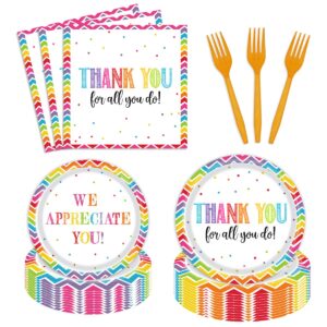 96 pcs thank you for all you do party decoration set serves 24 guests be thankful to the teacher doctor staff dinnerware set class of 2024 prom senior year party tableware supplies