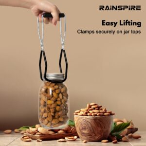 Rainspire Canning Jar Lifter, Canning Tongs Jar Lifter, Canning Tools, Canning Supplies for Home Kitchen, Stainless Steel, Black