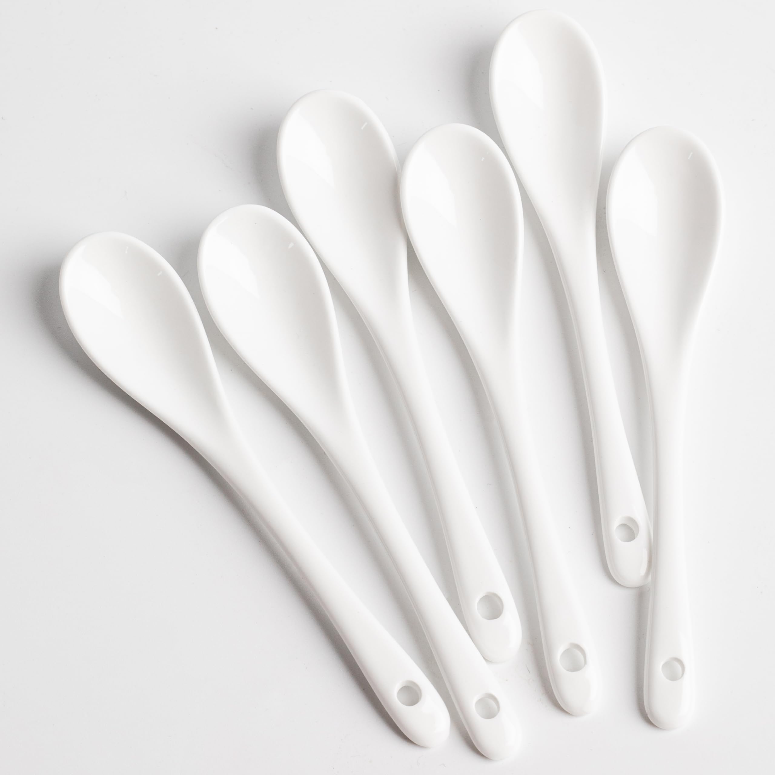 MIUFA 6PCS Porcelain White Coffee Spoons Espresso Spoons Tea Sauce and Desserts Ceramic Spoons