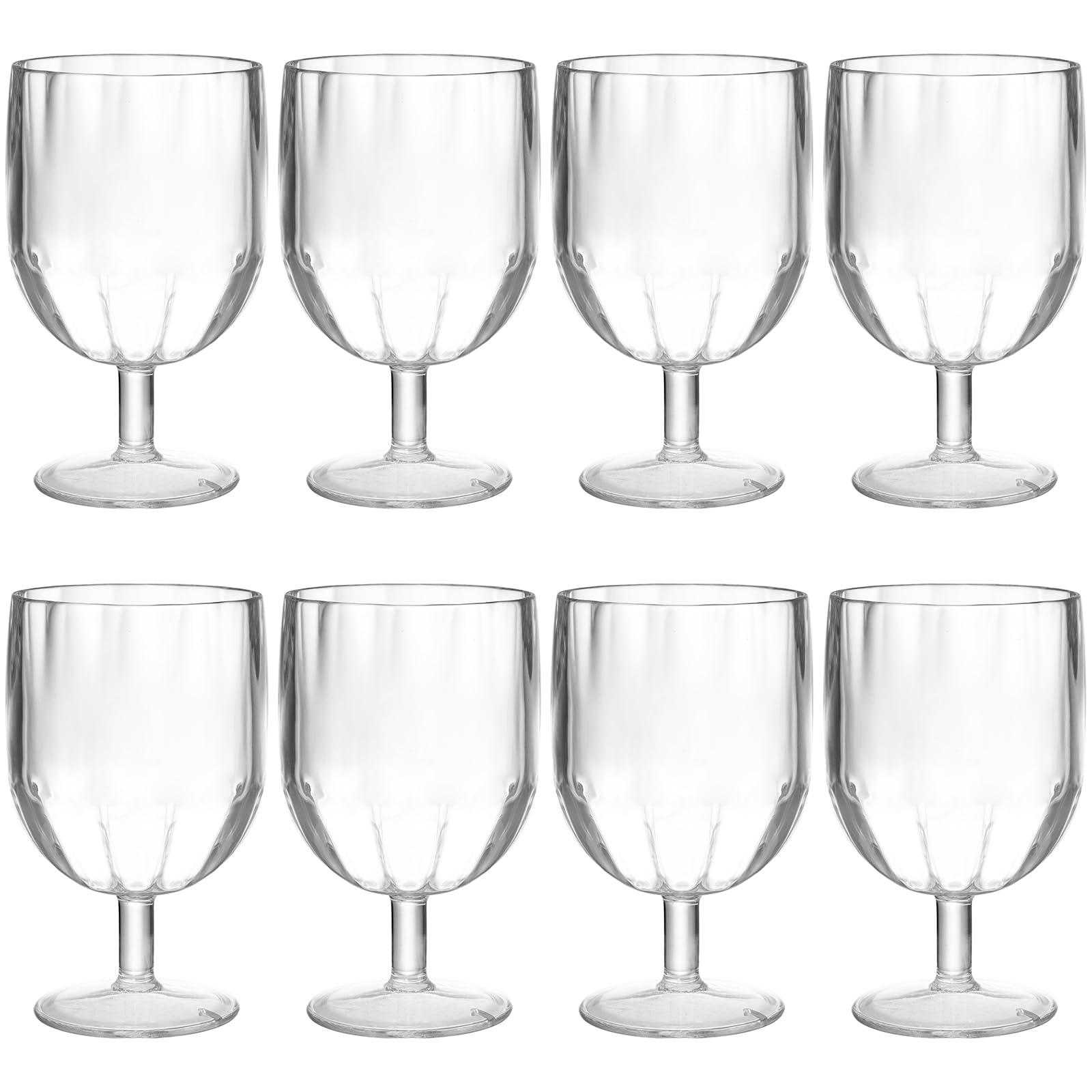 Suwimut Set of 8 Unbreakable Plastic Wine Glasses, 12 oz Plastic Stem Wine and Water Tumbler Stackable Goblets, Shatterproof Reusable Drinking Glassware for Poolside, Home, Outdoor, Wedding