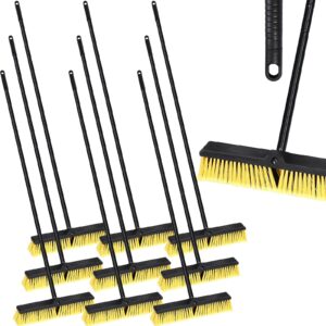 zhehao 10 pack 18 inches push broom outdoor, multi surface garden brush broom with adjustable 63" long handle for deck, driveway, patio, warehouse, garage, yard, concrete floor cleaning