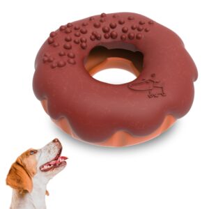 fiery free indestructible dog toys for aggressive chewers - durable & tough dog toys for large dogs - donut shape dog chew toys for aggressive chewers - 2 in 1 dog treat toys & dog chew toy (brown)