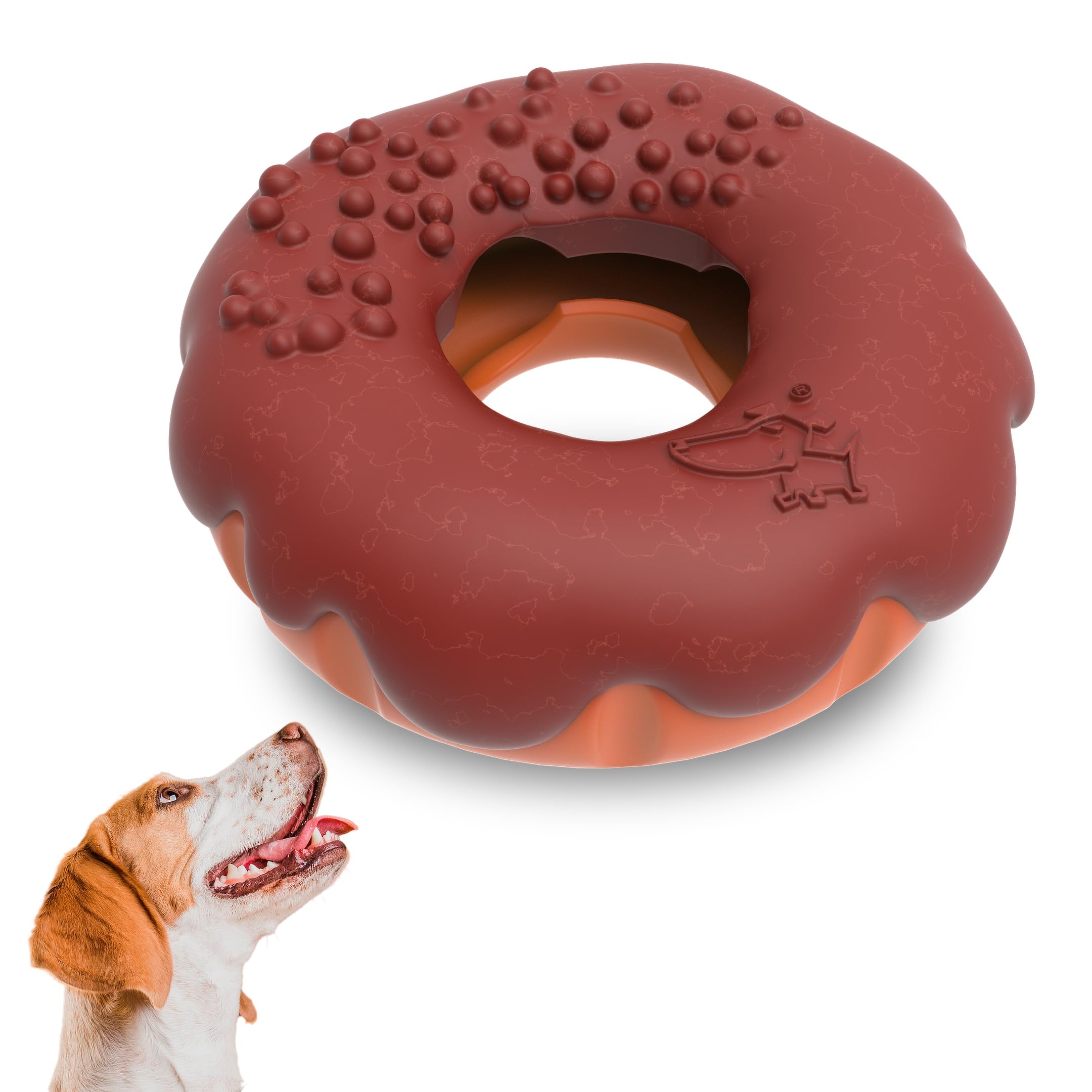 FIERY FREE Indestructible Dog Toys for Aggressive Chewers - Durable & Tough Dog Toys for Large Dogs - Donut Shape Dog Chew Toys for Aggressive Chewers - 2 in 1 Dog Treat Toys & Dog Chew Toy (Brown)