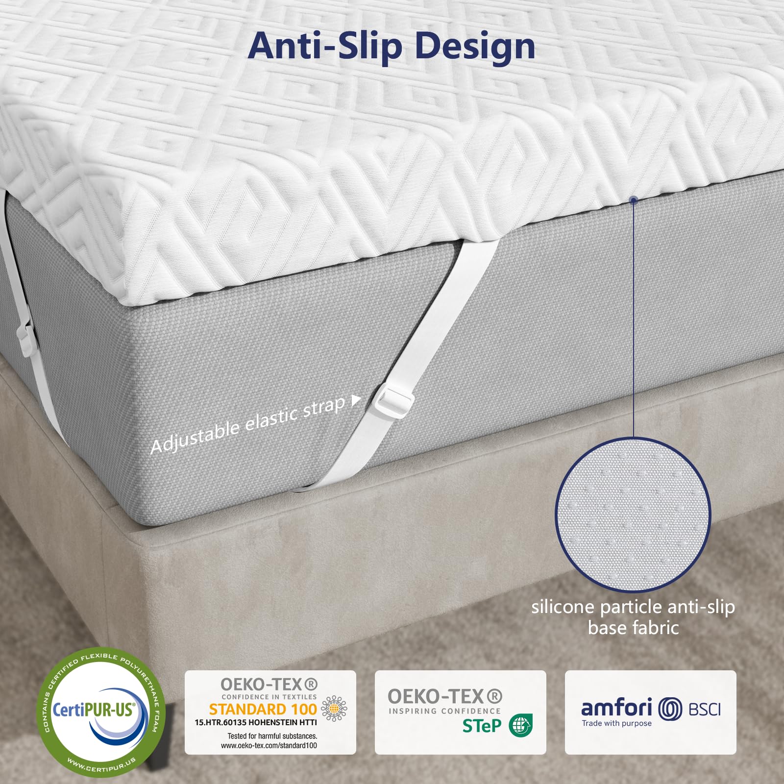 zibroges Memory Foam Mattress Topper - 3 Inch Gel Mattress Pad for Pressure Relief, Premium Soft Cooling Sleep Bed Topper, Non-Slip Design with Removable & Washable Cover, CertiPUR-US Certified, Twin