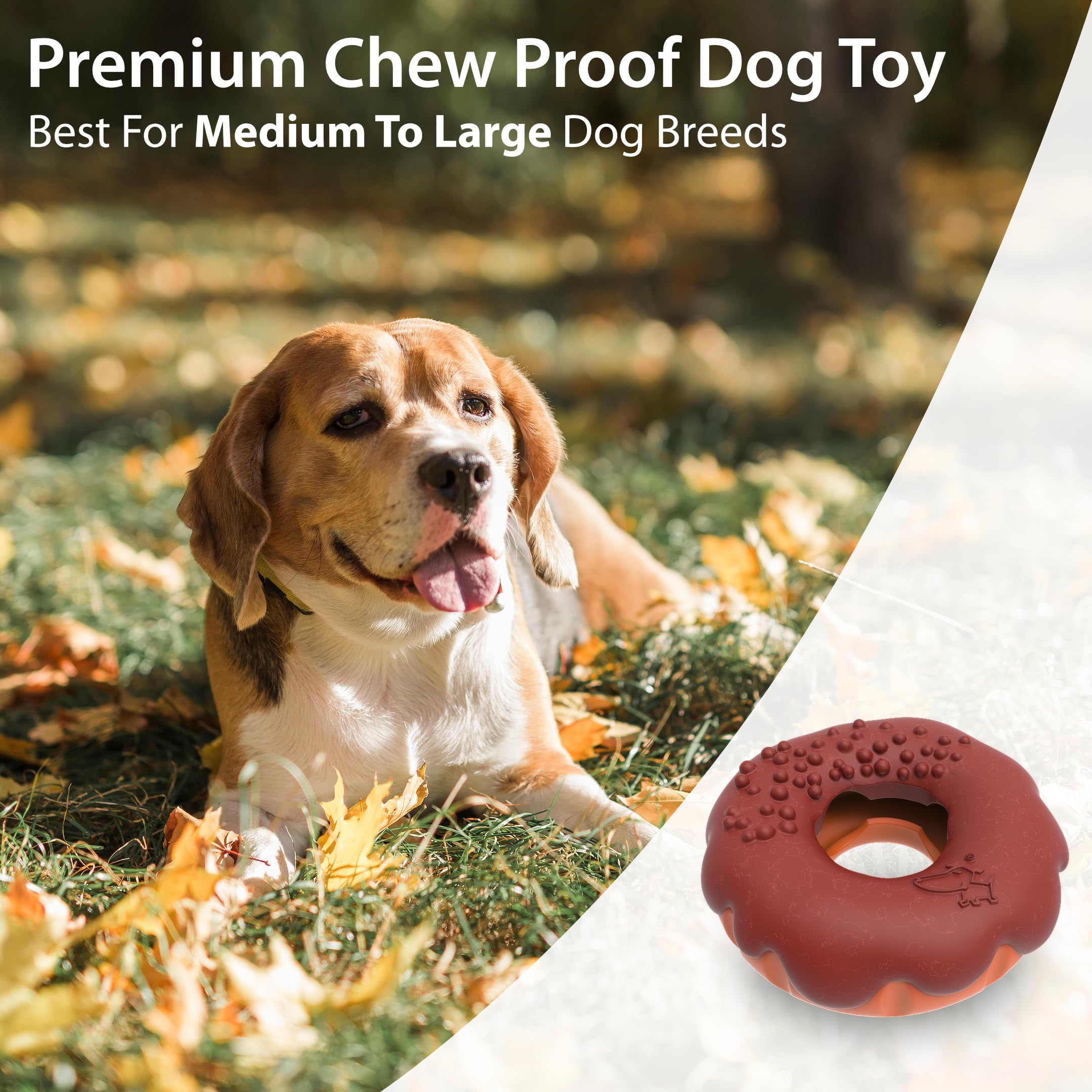 FIERY FREE Indestructible Dog Toys for Aggressive Chewers - Durable & Tough Dog Toys for Large Dogs - Donut Shape Dog Chew Toys for Aggressive Chewers - 2 in 1 Dog Treat Toys & Dog Chew Toy (Brown)