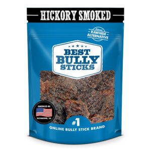 premium hickory smoked 100% beef burger slider crunchy dog treats - no additives, made of 100% natural bully sticks - bite-sized & easily digestible dog treats for training, rewards - 1/2 lb bag