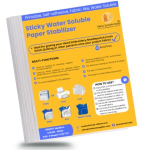 new brothread 6pcs 8.5"x11" sticky water soluble embroidery stabilizer printable paper stabilizer - medium weight - allowed for print or draw patterns best for hand & machine embroidery