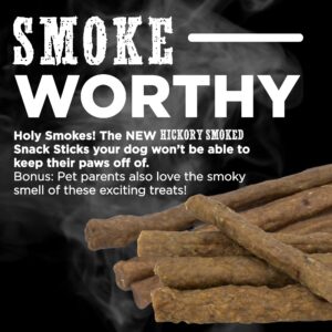 Premium Hickory Smoked Real Beef Dog Treats - Bully Snap Stick, 20 Pack - Reward, Puppy & Dog Training Treats - USA Smoked & Packed - No Additives, 100% Natural, Healthy Rawhide-Free High Protein