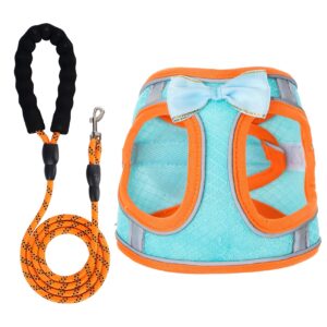 wocume dog harness with leash set, step-in breathable puppy cat dog vest harnesses, no pull adjustable reflective puppy harness with soft padded vest for extra-small/small medium large dogs and cats