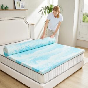 newbulig mattress topper memory foam, cooling gel infused mattrespad, ventilated bed cushion for pressure relief back pain