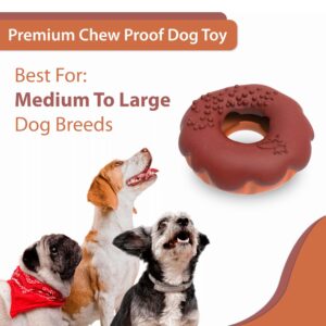 FIERY FREE Indestructible Dog Toys for Aggressive Chewers - Durable & Tough Dog Toys for Large Dogs - Donut Shape Dog Chew Toys for Aggressive Chewers - 2 in 1 Dog Treat Toys & Dog Chew Toy (Brown)