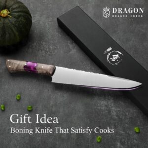 Dragon Creek 8.5" Boning Knife for Meat Cutting Japanese Brisket Slicing Trimming Vegetables Knife Razor Sharp Hand Forged Full Tang Deboning Fillet Gyutou Knife Gift Idea