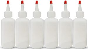 fixsure plastic squeeze bottles with red tip cap, 4 oz squirt bottle for ketchup, bbq, sauces, syrup, condiments, oil, pancake, cookie decorating, dressings, travel, camping, lab, arts and crafts (1)