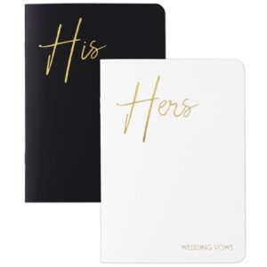 ursunshine vow books his and hers - wedding vow books with gold foil lettering, 5.5" x 4", plenty space to write for your vows, perfect essentials for your wedding day/aniversaries - black & white