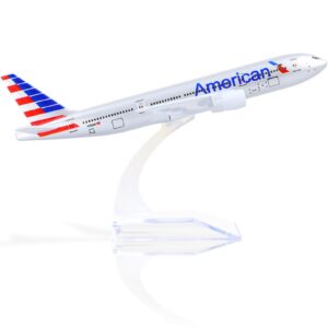 qiyumoke boeing 777 aa airlines 1/400 diecast metal airplane model with stand -airlines alloy model plane (6 inches long) display collectible model kit for aviation enthusiast gift