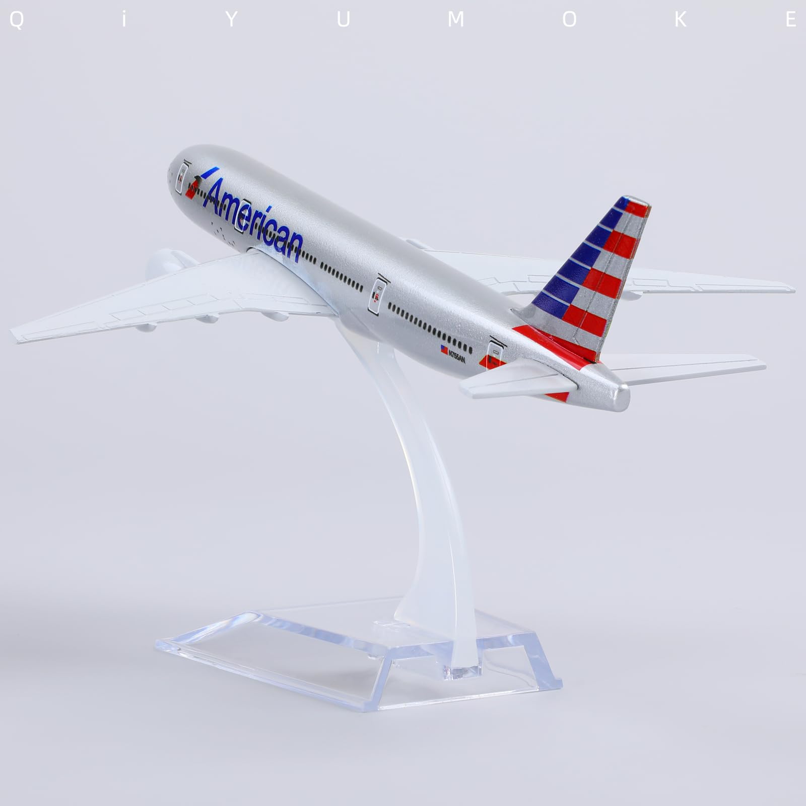 QIYUMOKE Boeing 777 AA Airlines 1/400 Diecast Metal Airplane Model with Stand -Airlines Alloy Model Plane (6 inches Long) Display Collectible Model Kit for Aviation Enthusiast Gift