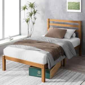 zinus leah bamboo platform bed frame, no box spring needed, wood slat support, easy assembly, twin