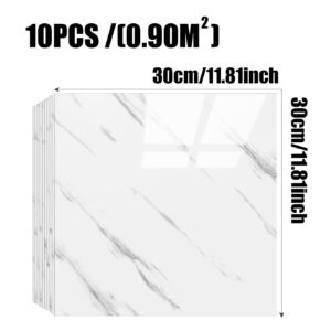 Chejiaye Shower Wall Panels Peel and Stick,Marble Wall Panels for Interior Wall Decor,Backsplash Tile Distinctive for Kitchen Showers Bathrooms Living Rooms Wall 11.8"x11.8"in 10Pcs (White)