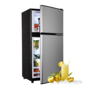 oditton krib bling-fls-80-silver mini fridge with freezer, silver