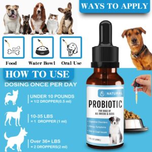 Probiotic for Dogs, Probiotic Drops for Dogs with Digestive Enzymes, Probiotics for Dogs Digestive Health, Diarrhea & Upset Stomach Relief + Gas, Constipation, and Allergy Relief.