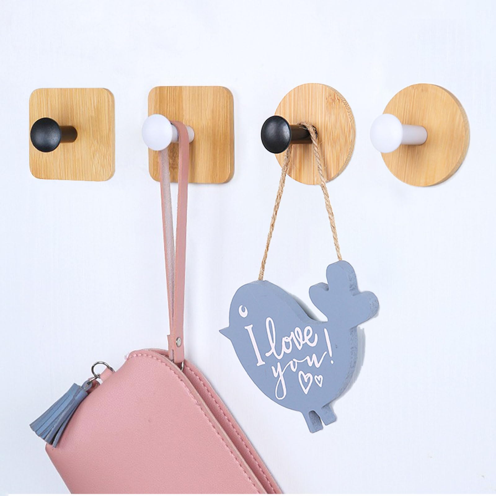 BeiLeiNiceHK Wall Hooks for Hanging Heavy Duty, Sticky Coat Heavy Duty Hooks for Hanging,4 Pieces Small Decorative Adhesive Wall Hooks for Clothes,Backpack,Key,Hat