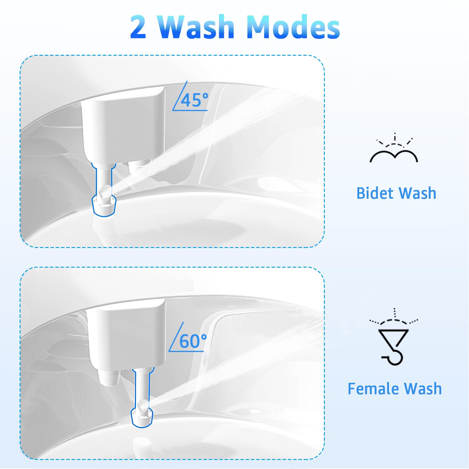 Aünsffer Bidet Attachment for Toilet, Non-Electric Fresh Cold Water, Toilet Bidet with Dual Nozzles Sprayer, Adjustable Water Pressure Control, 3 Modes Wash (Feminine/Bidet Wash + Self-Cleaning)