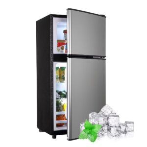 oditton krib bling-fls-80-silver mini fridge with freezer, silver