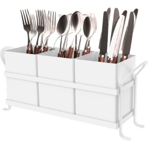 garyvault white kitchen utensil holder - chic silverware holder for party, compact and versatile utensil caddy, ideal for countertop and party use