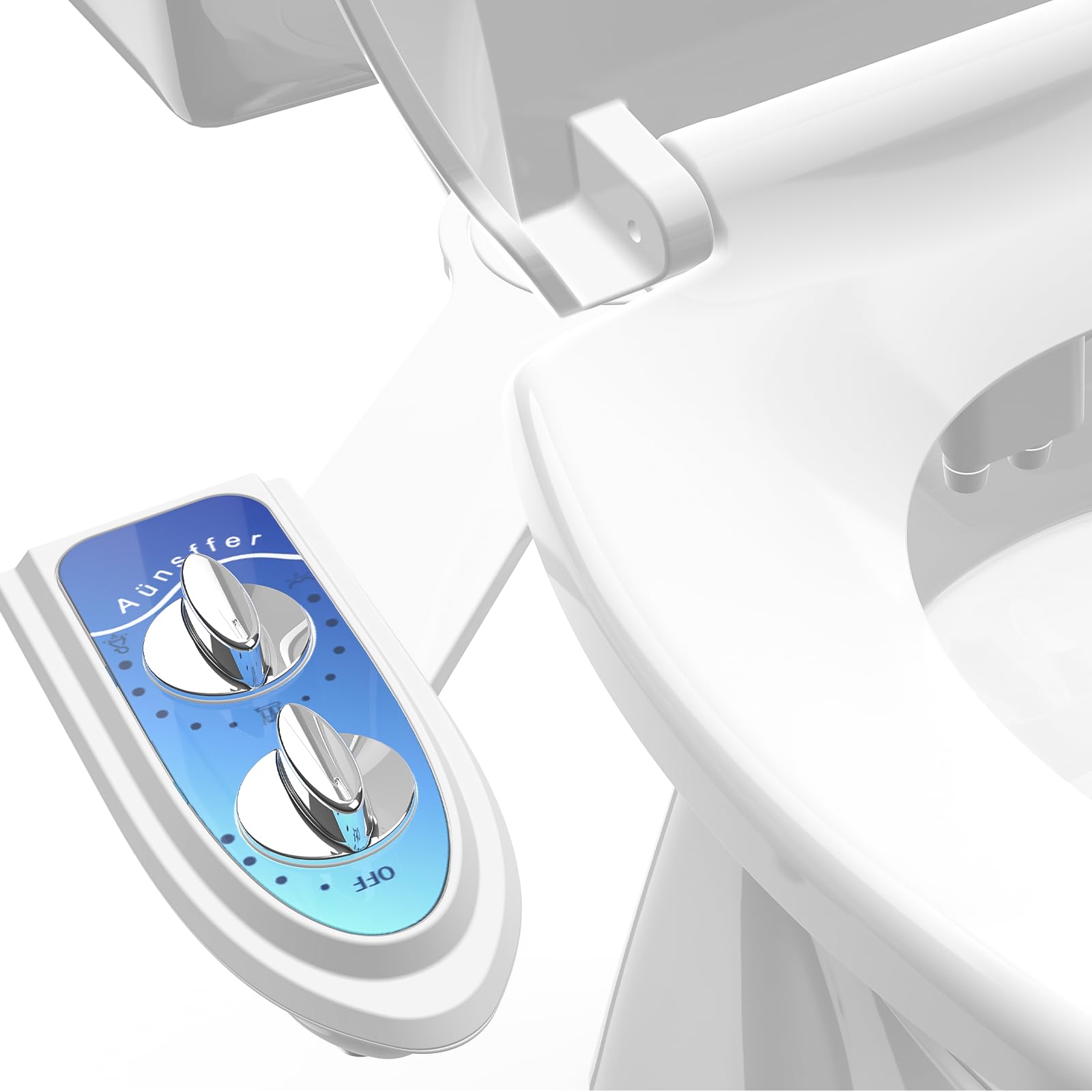 Aünsffer Bidet Attachment for Toilet, Non-Electric Fresh Cold Water, Toilet Bidet with Dual Nozzles Sprayer, Adjustable Water Pressure Control, 3 Modes Wash (Feminine/Bidet Wash + Self-Cleaning)