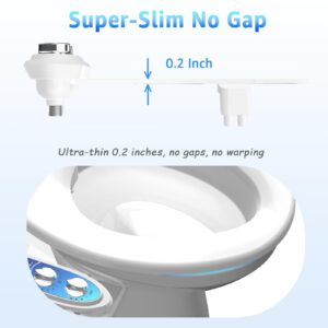 Aünsffer Bidet Attachment for Toilet, Non-Electric Fresh Cold Water, Toilet Bidet with Dual Nozzles Sprayer, Adjustable Water Pressure Control, 3 Modes Wash (Feminine/Bidet Wash + Self-Cleaning)